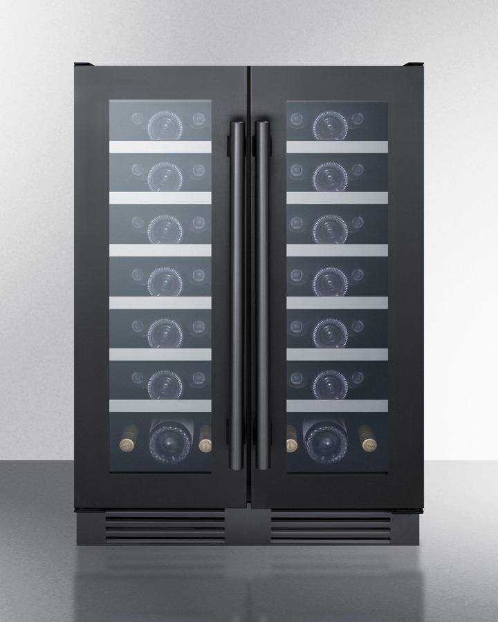 Summit - 24" 42-Bottle Dual-Zone Black Stainless Steel Wine Cooler (SW